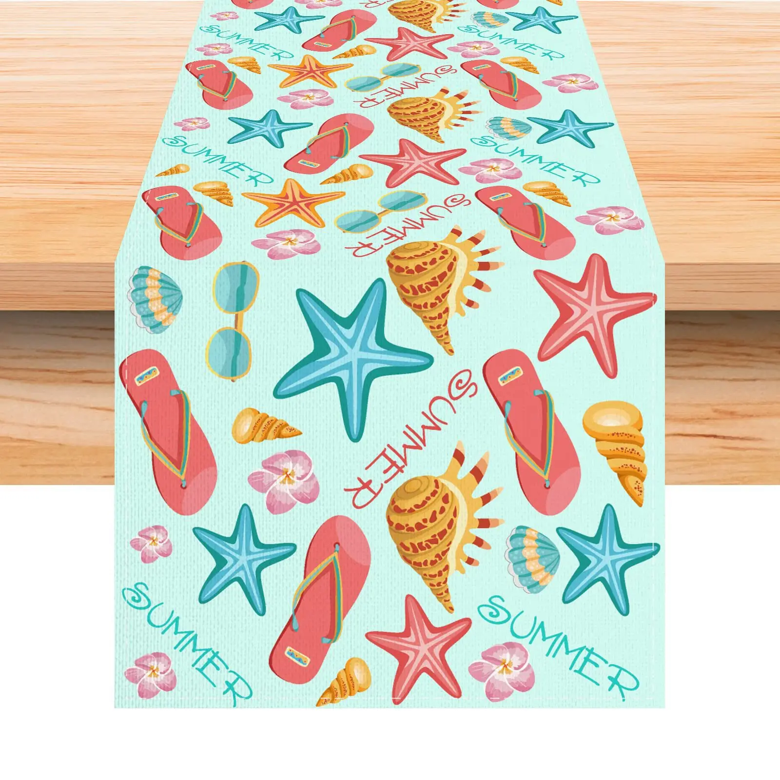 Hot Selling Summer Ocean Beach Season Linen Custom Table Runner Party ...