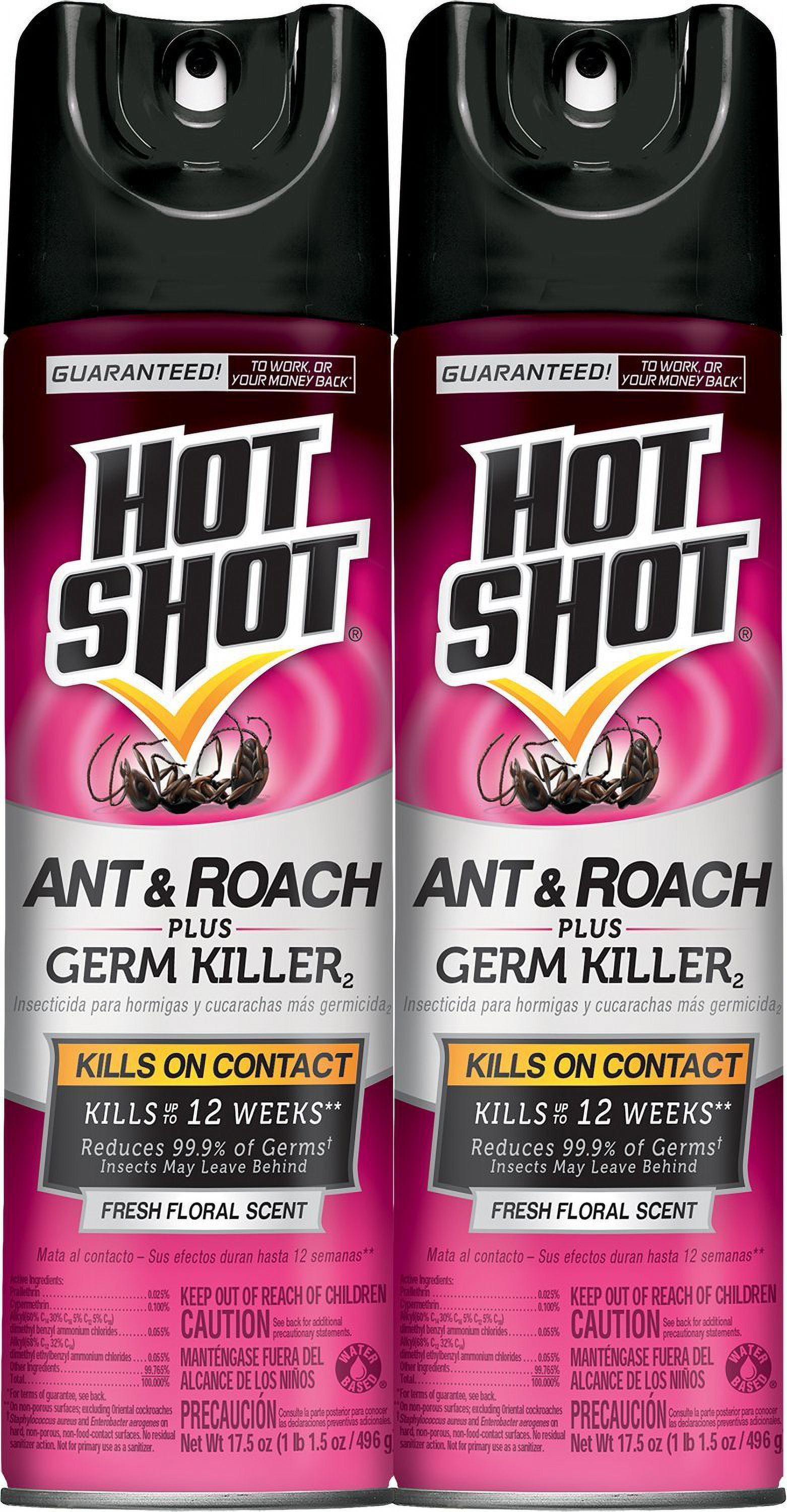 Hot Shot Ant & Roach Plus Germ Killer Aerosol Spray - Fresh Floral ...