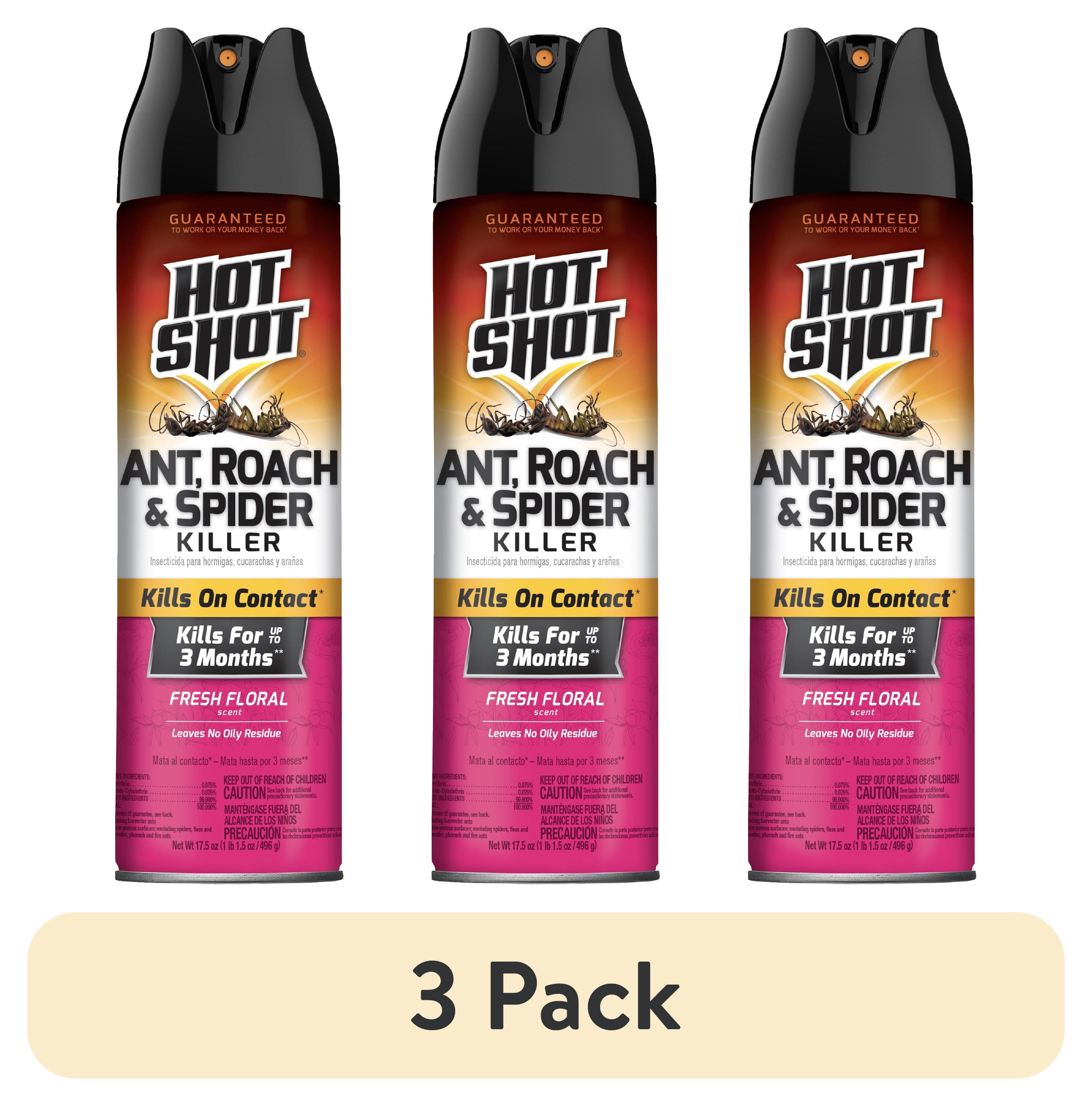 (3 pack) Hot Shot Ant, Roach & Spider Killer, Fresh Floral Scent ...