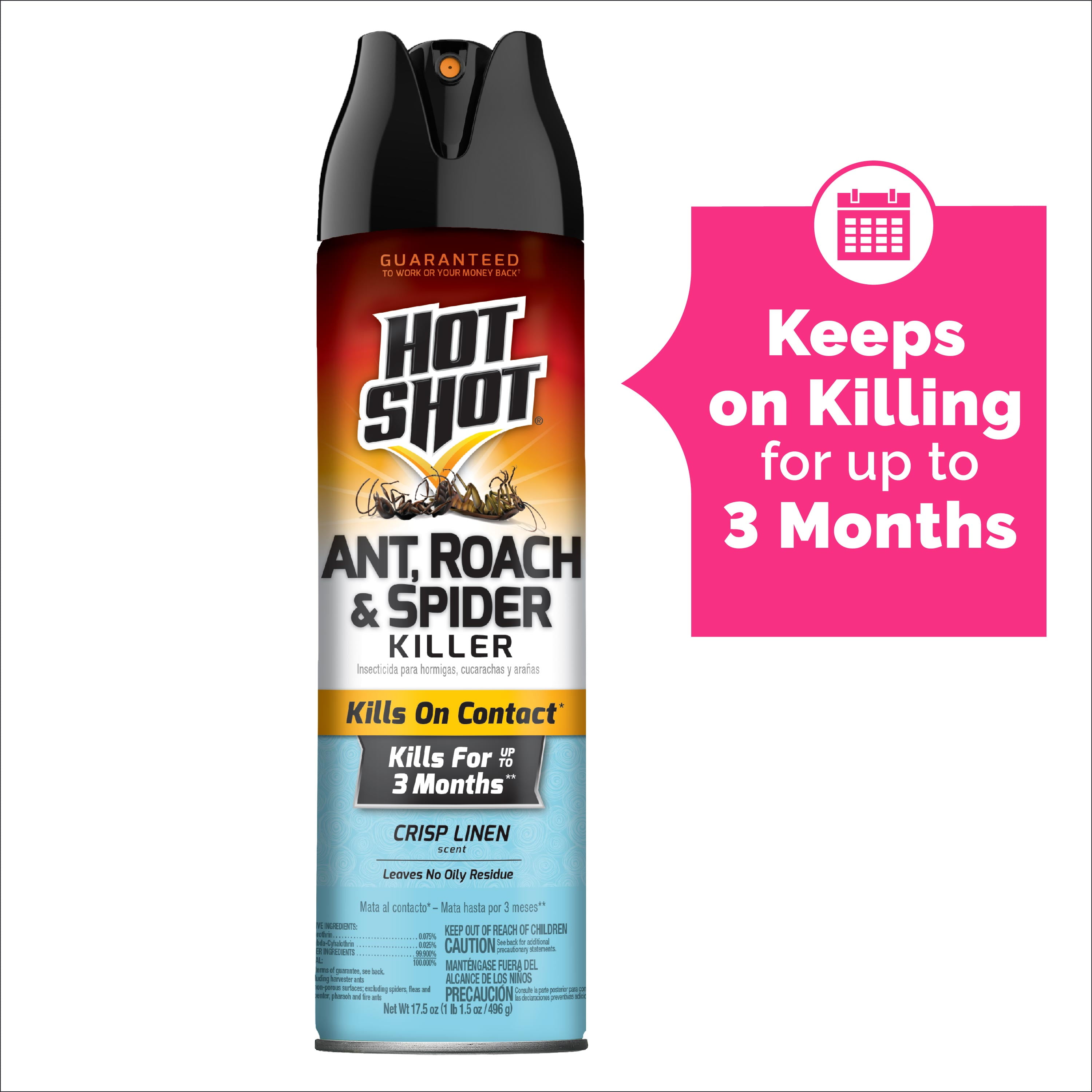Hot Shot Ant, Roach and Spider Killer Aerosol, Crisp Linen Scent ...