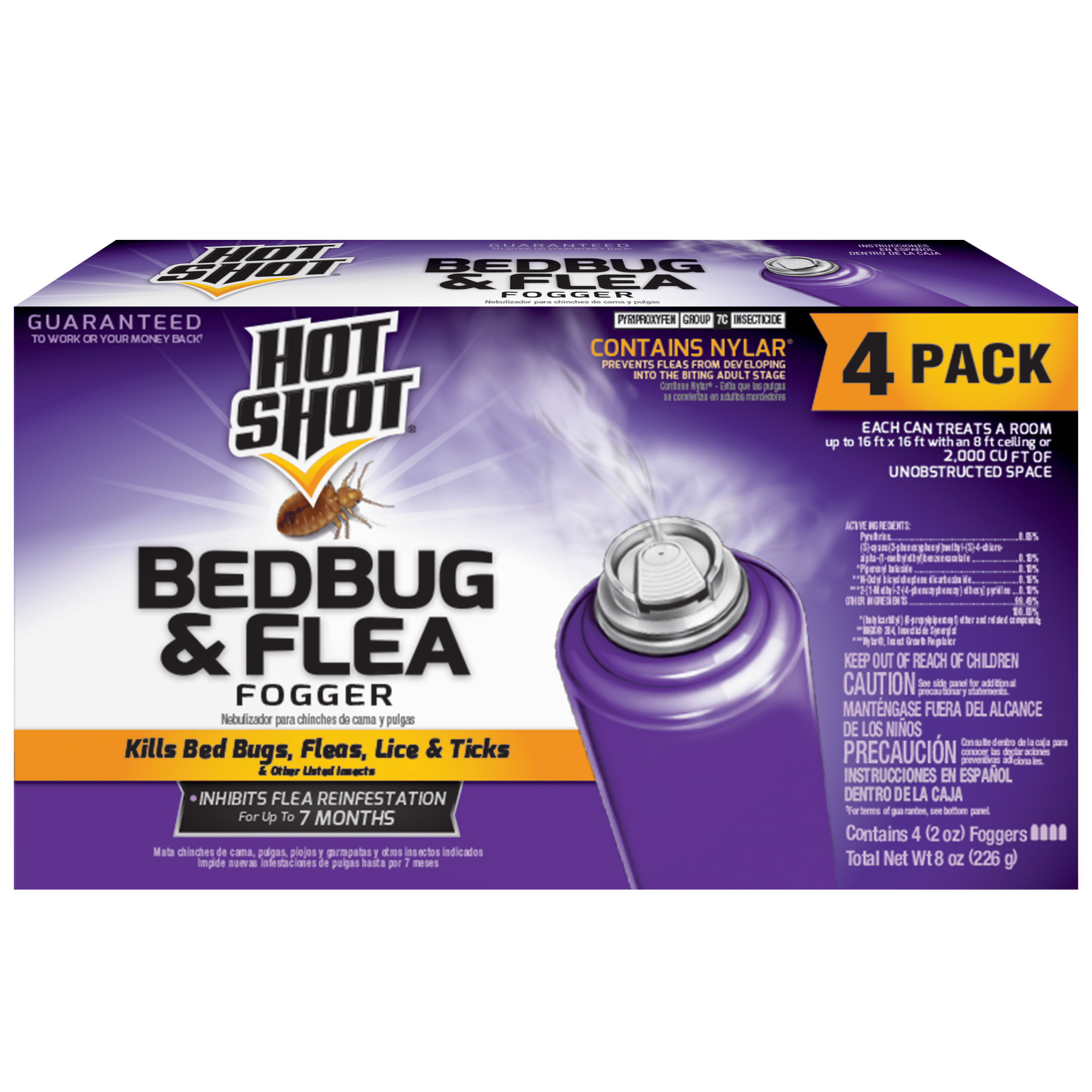 Hot Shot BedBug and Flea Fogger with Nylar 2 Ounce Cans, 4 Count ...