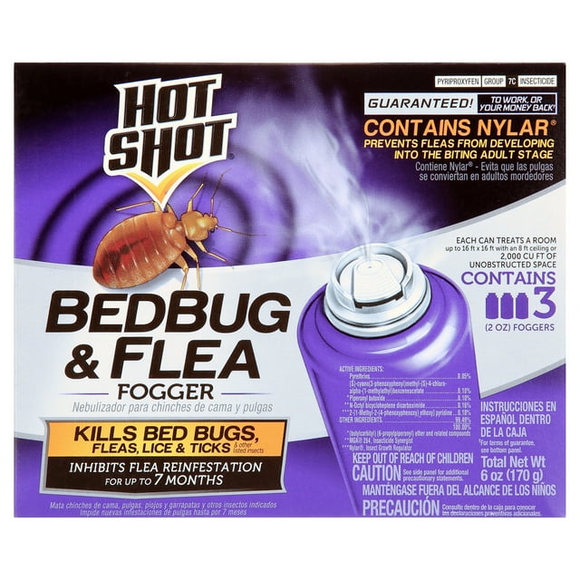 Hot Shot Bedbug And Flea Fogger With Nylar 2 Ounce Cans 3 Count
