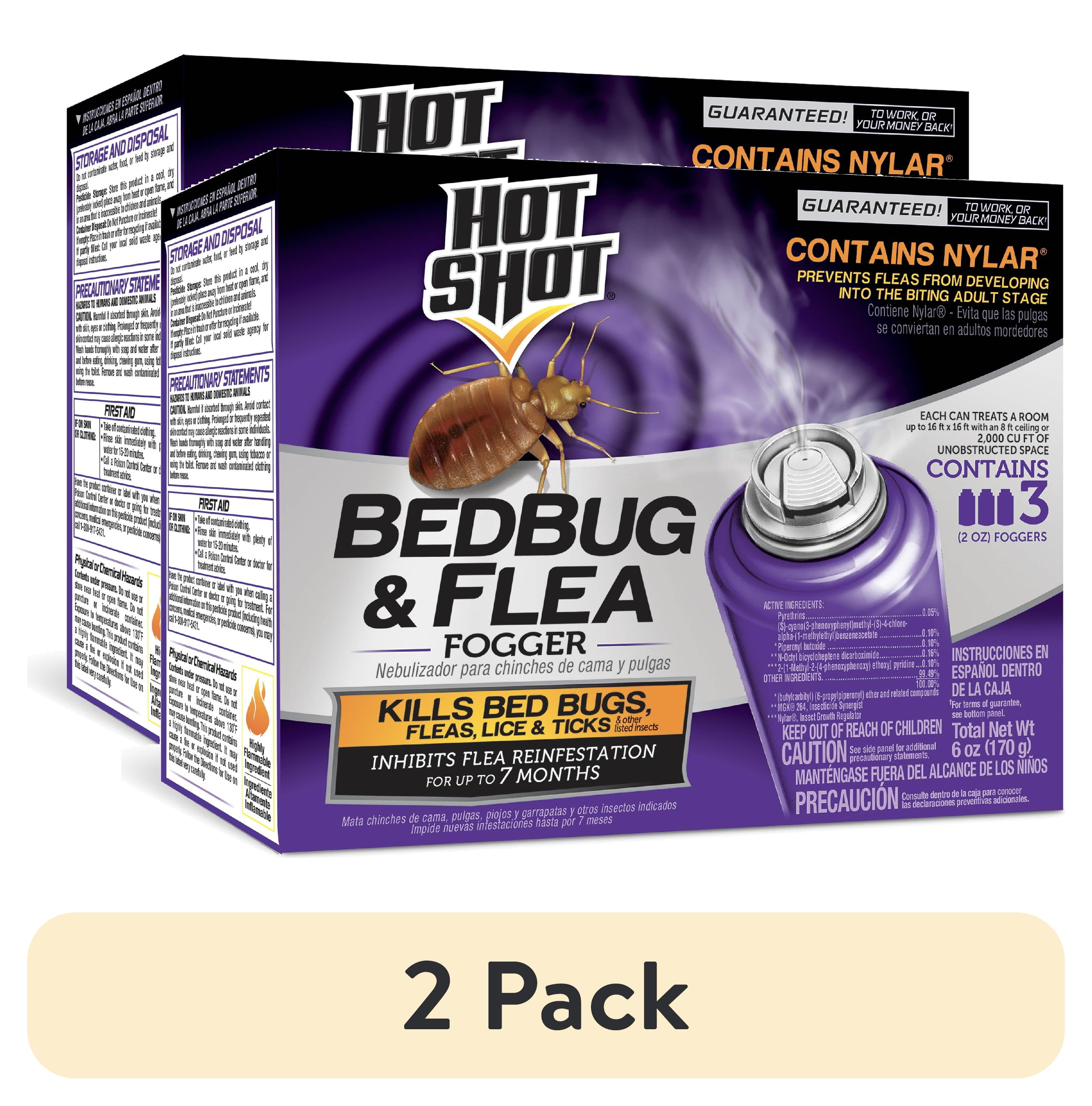 (2 pack) Hot Shot BedBug and Flea Fogger, Inhibits Flea Reinfestation ...