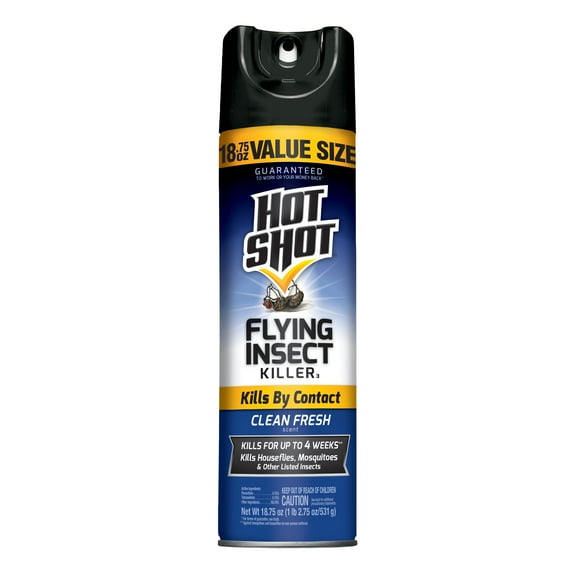 Hot Shot Flying Insect Killer Aerosol Spray, Clean Fresh Scent, 18.75 ...