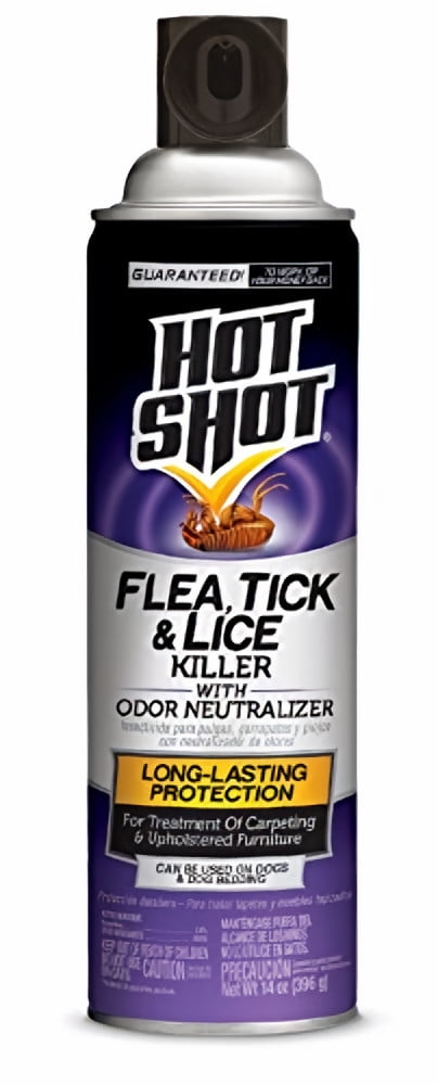 Hot Shot Tick and Lice Killer Spray, Flea Spray, 14 oz Aerosol, Odor ...