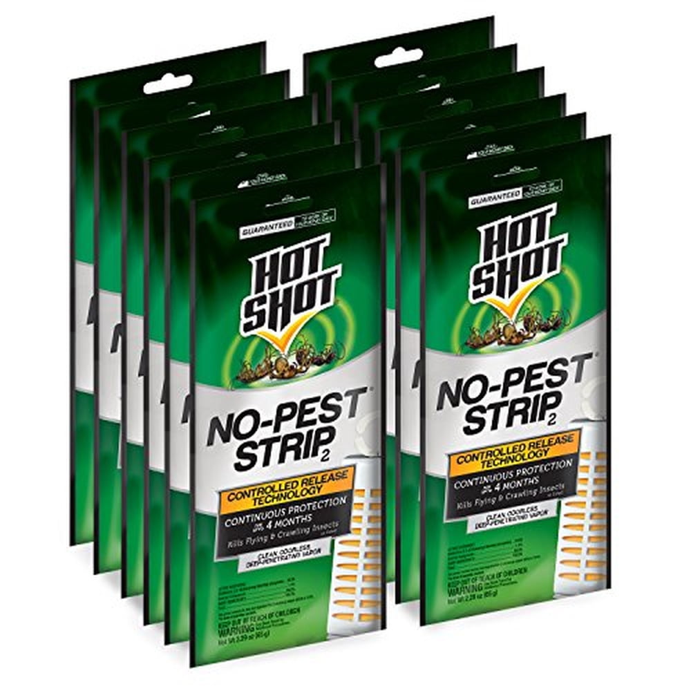 Hot Shot No-Pest Strip2 (HG-5580) Indoor Home Insect Killer Strips, 12 ...