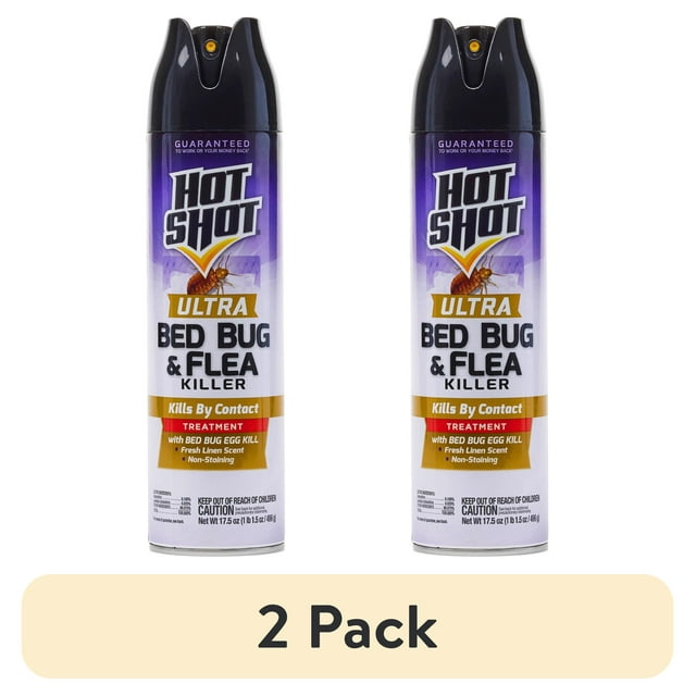 (2 pack) Hot Shot Ultra Bed Bug & Flea Killer Aerosol Formula, 17.5 ...