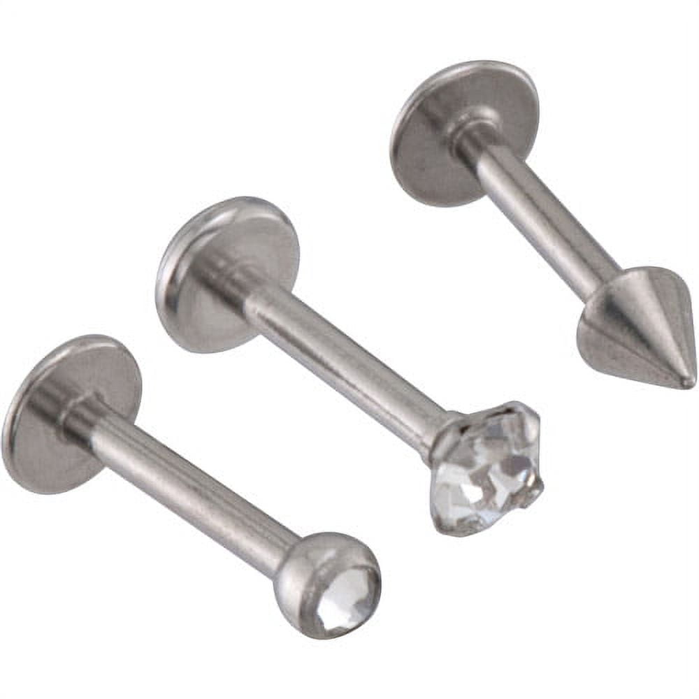 Hot Silver Women's 16G Labret Surgical Steel Internally Threaded Lip ...