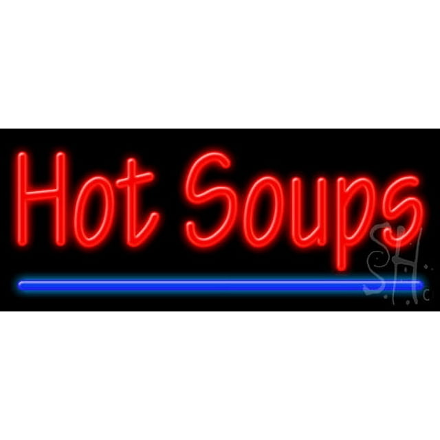 Hot Soups LED Neon Sign 10 x 24 - inches, Black Square Cut Acrylic ...