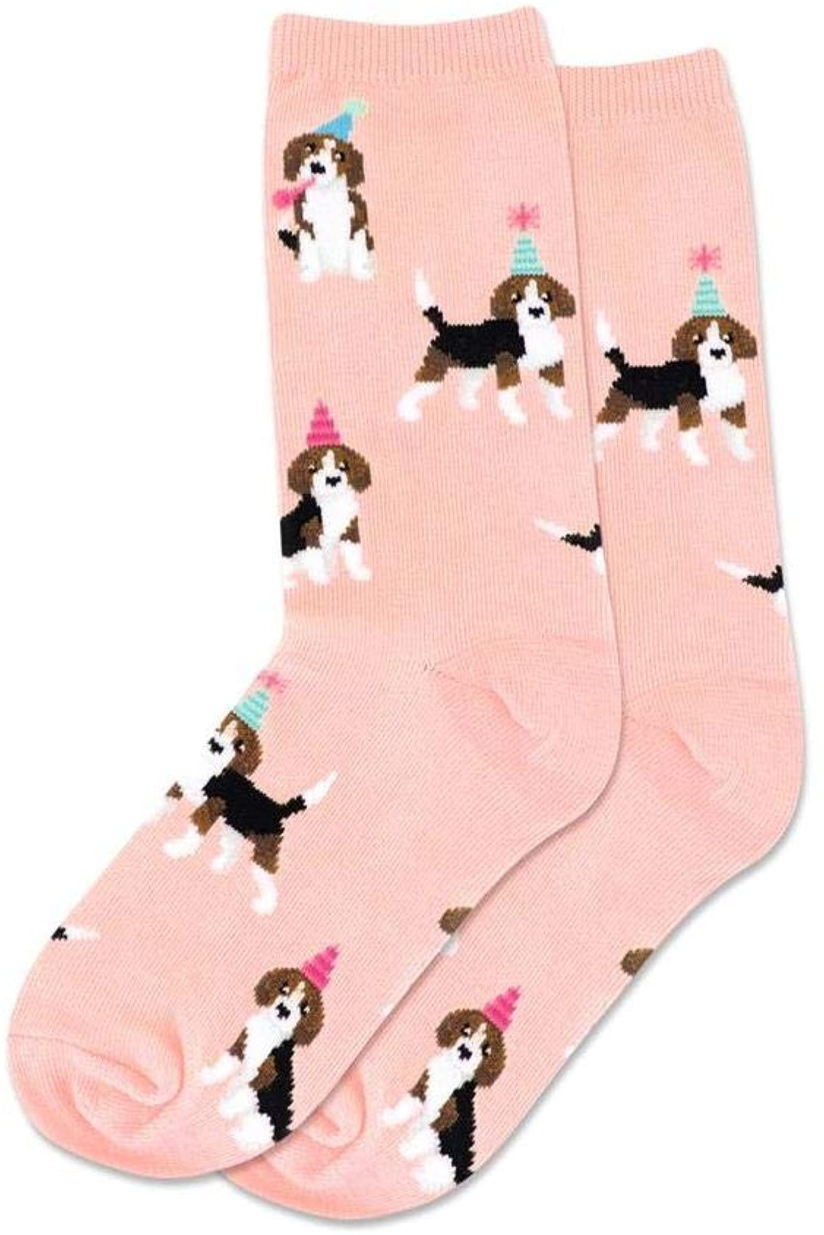 Hot Sox Kids Party Beagle Crew Socks, M/L, Blush - Walmart.com