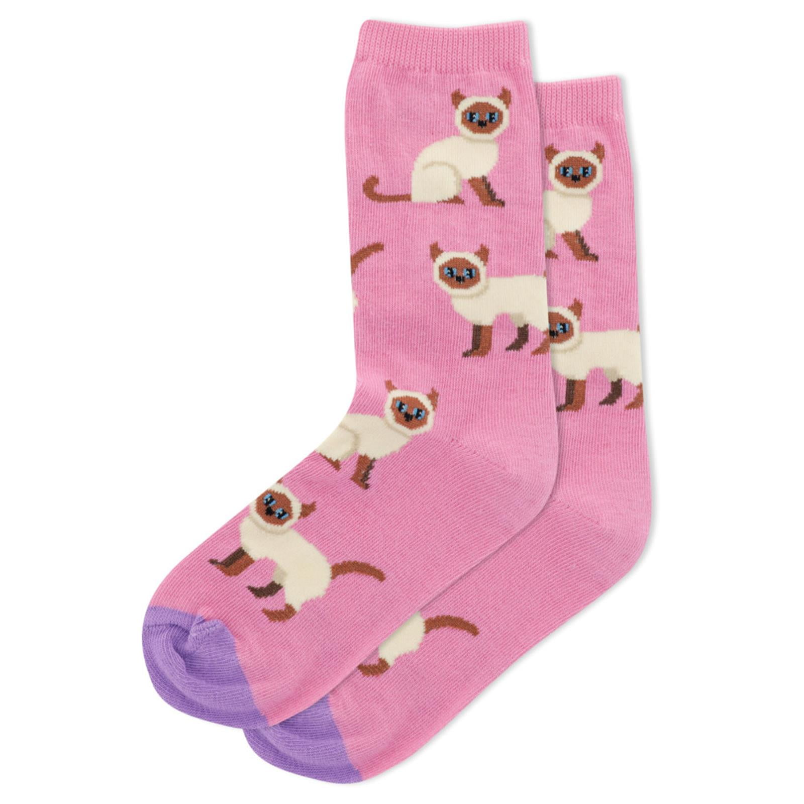 Hot Sox Kids Siamese Cat Crew Socks, S/M, Pink - Walmart.com