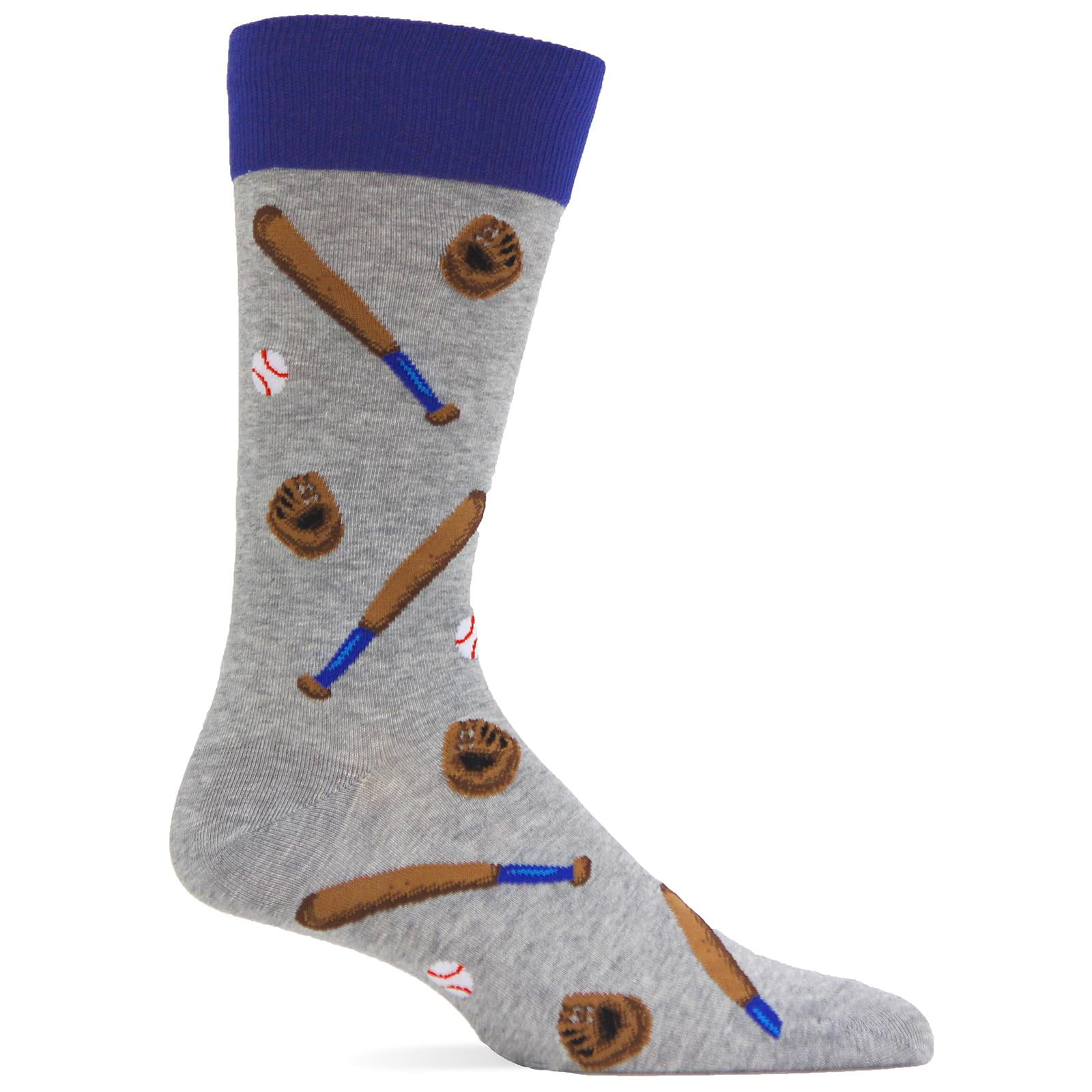 Hot Sox Mens Baseball Design Crew Socks Grey 10 to 13 - Walmart.com