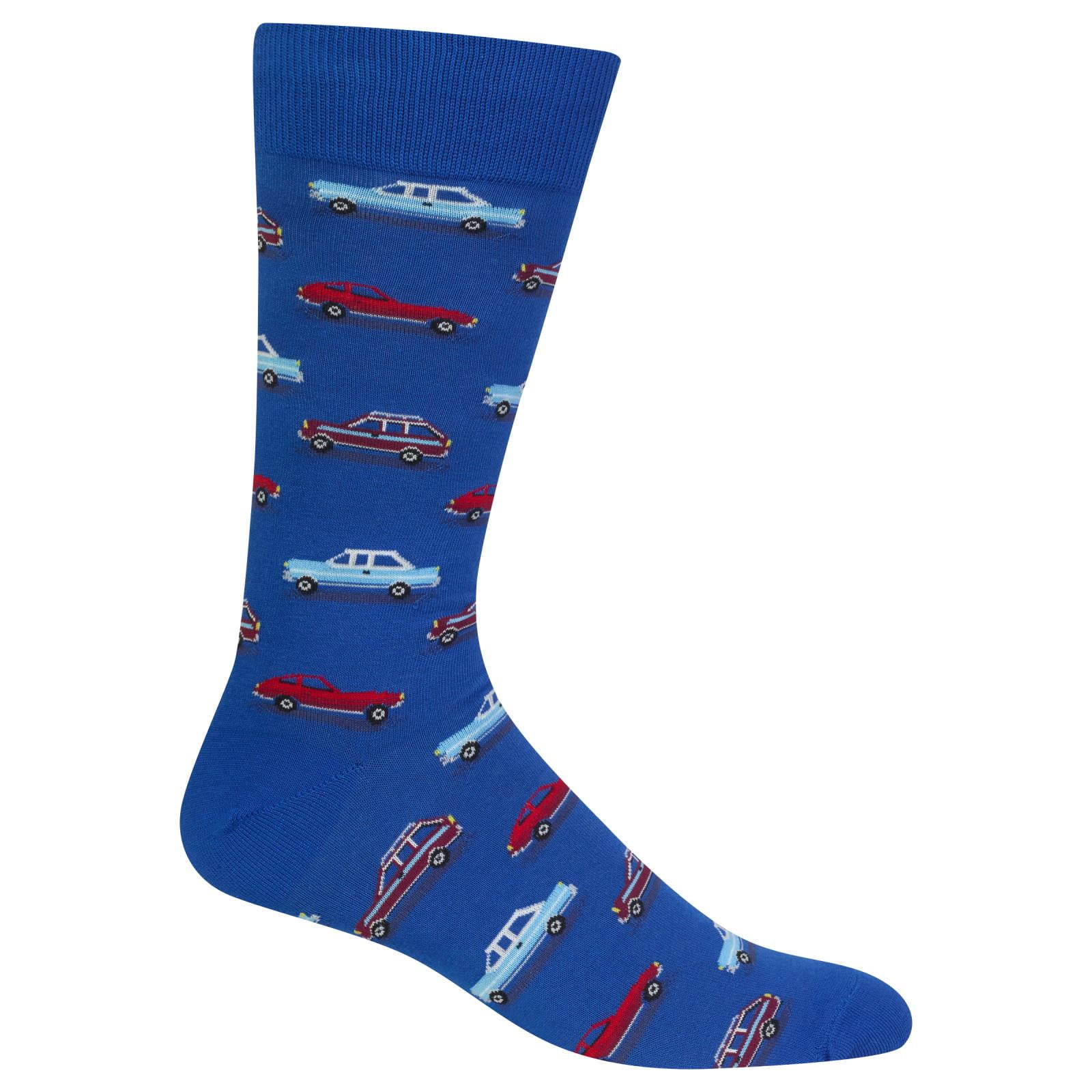 Hot Sox Mens Vintage Cars Crew Socks, Mens Shoe Size 6-12.5, Blue ...