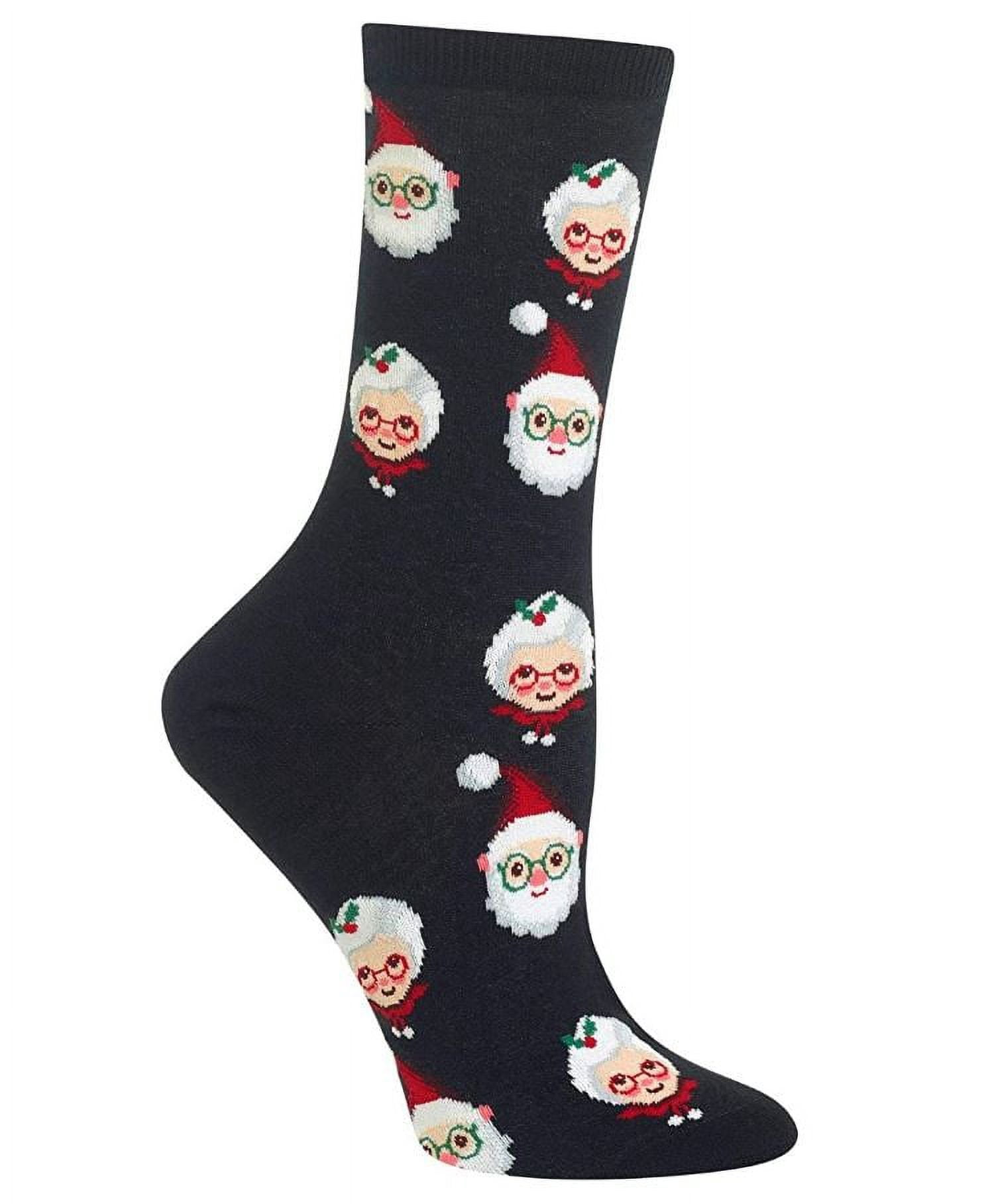 Hot Sox Women's Santa and Mrs. Claus Crew Socks, Black, One Size - NEW ...