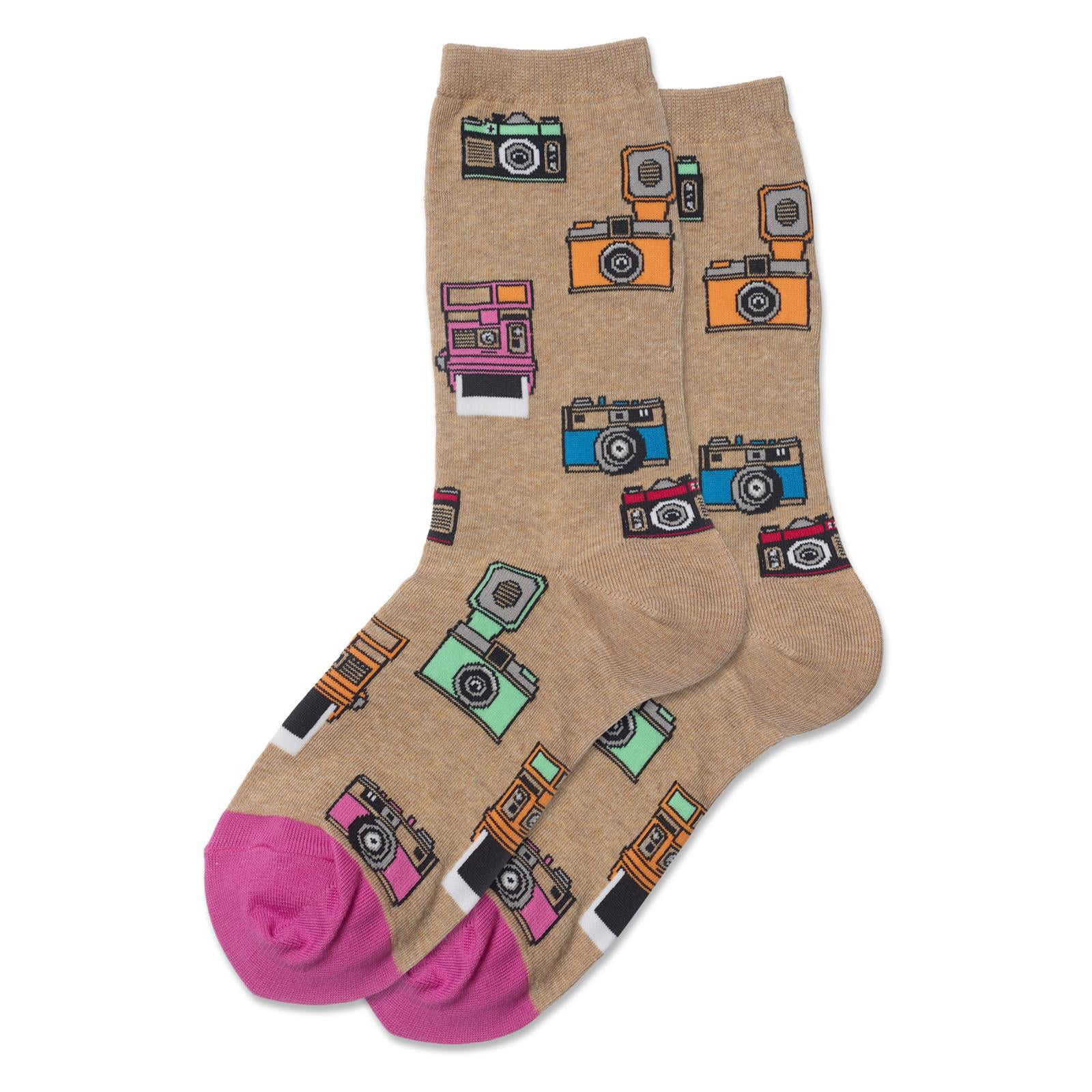 Hot Sox Womens Vintage Cameras Crew Socks, 9-11, Hemp Heather - Walmart.com