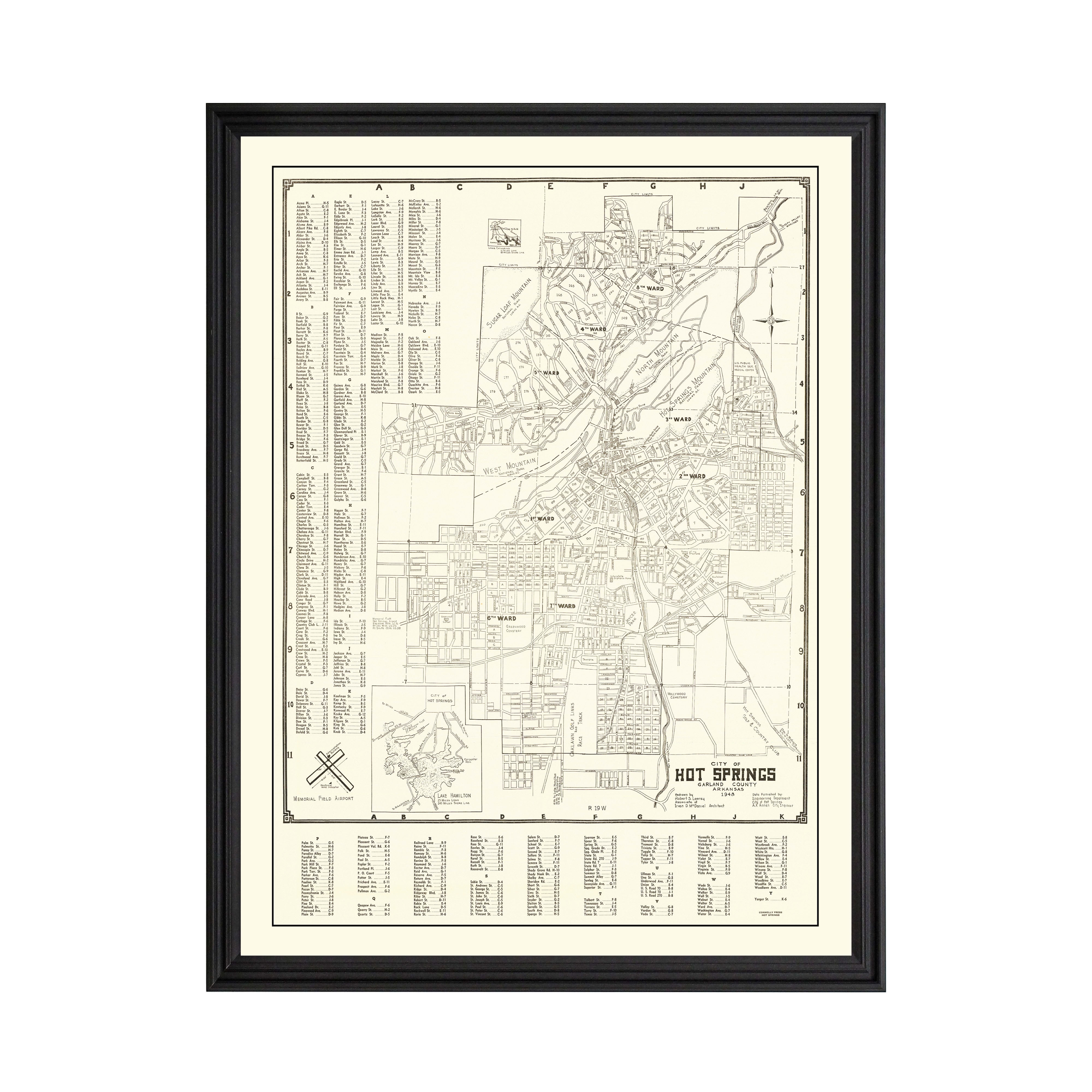 Hot Springs Art, 1948 Vintage Map of Hot Springs Arkansas, AR History ...