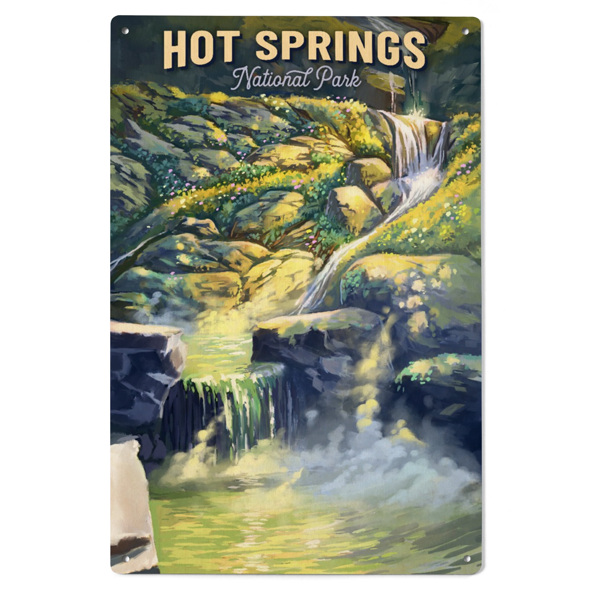 Hot Springs National Park, Arkansas, Oil Painting Birch Wood Wall Sign ...