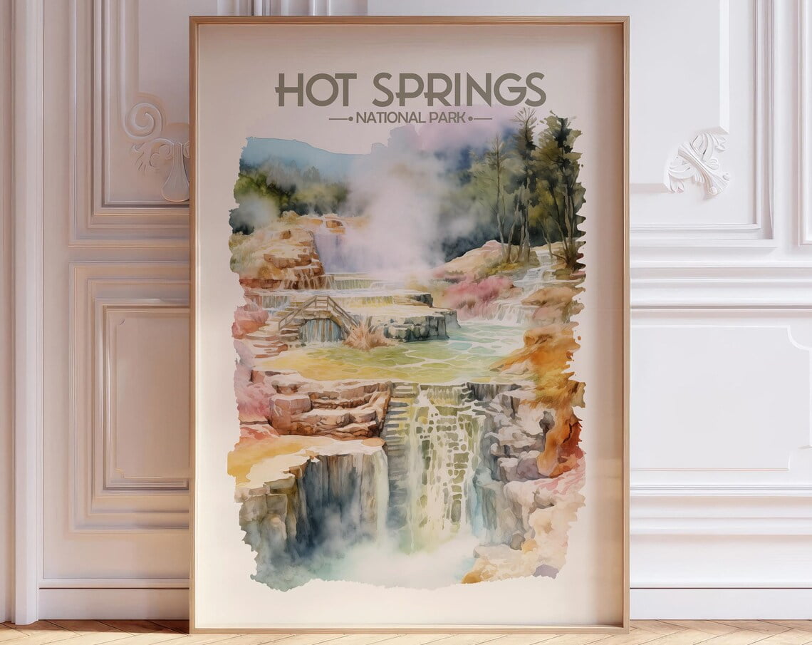 Hot Springs National Park Watercolor Travel Poster - Us National Parks ...