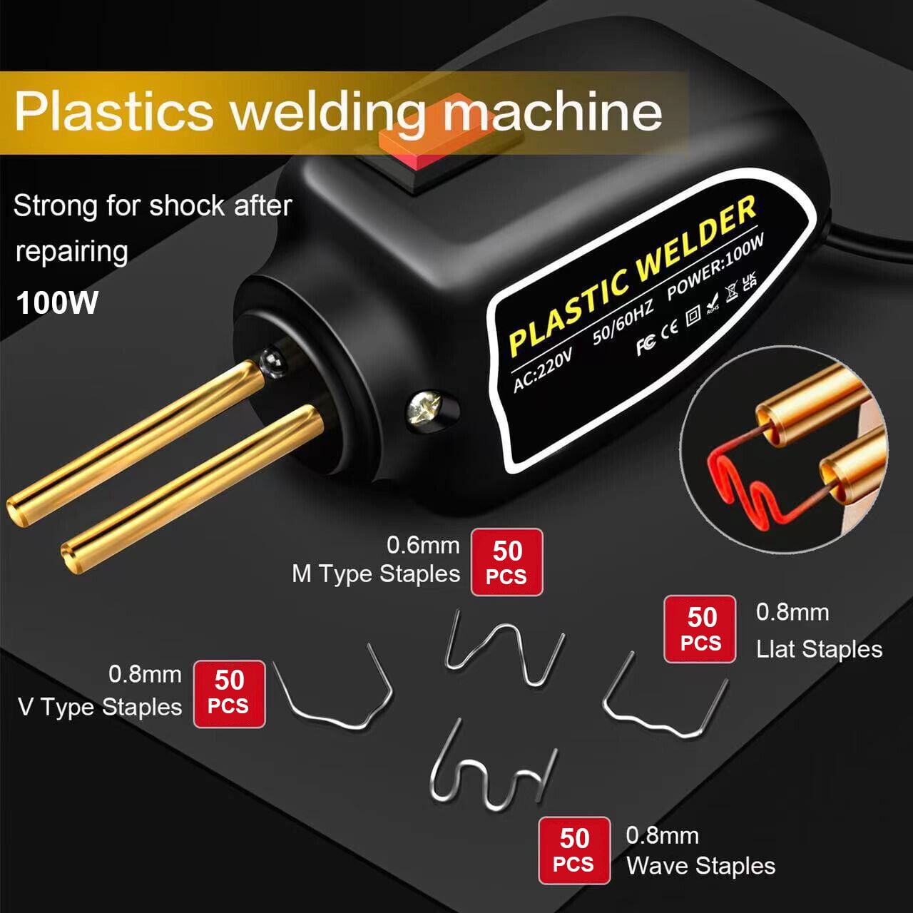 Hot Stapler Car Bumper Fender Fairing Welder Gun Plastic Repair Kit ...