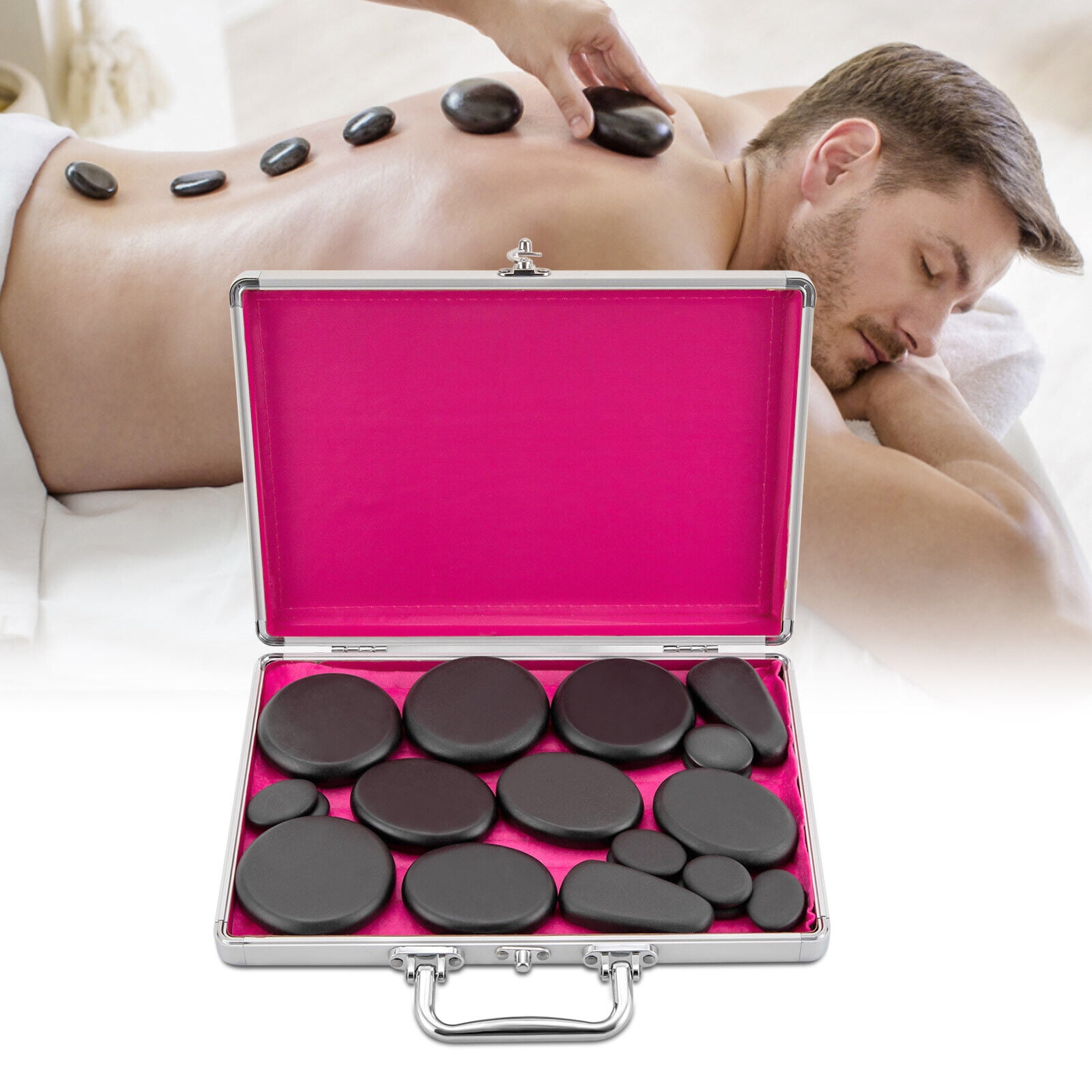 Hot Stone Back Massage Set, Volcanic Rocks for Home Spa Warming ...