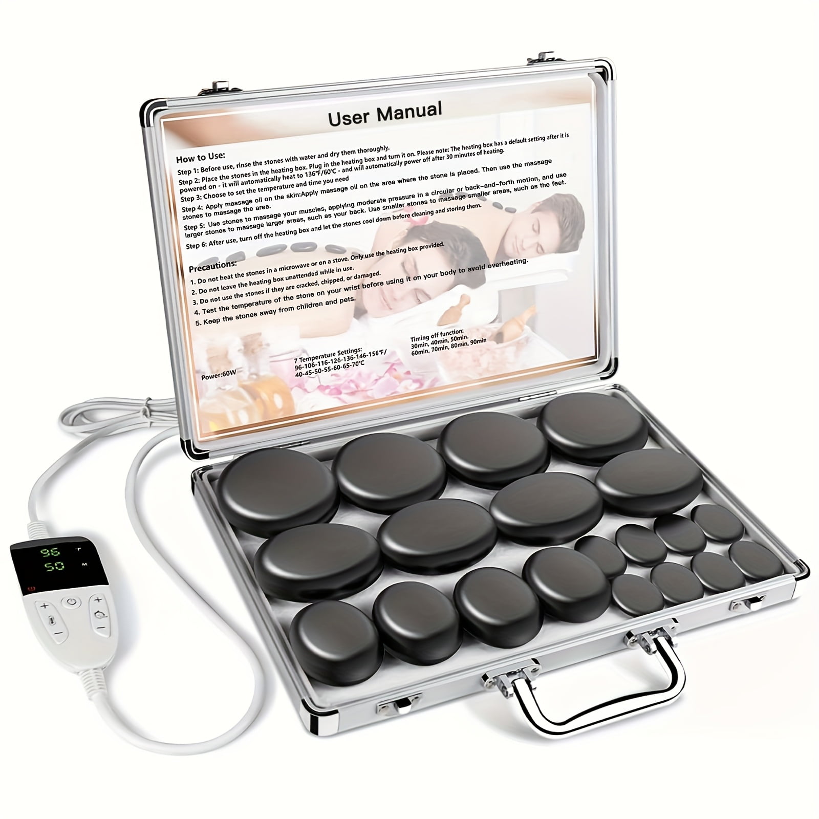 Hot Stones Massage Set With Temperature Adjustment-10pcs Hot Stones ...
