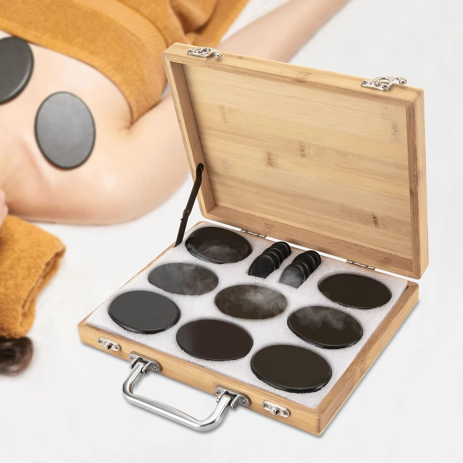 Hot Stones for Massage,16 Pcs Basalt Stones Set with Heater, Hot Rocks ...