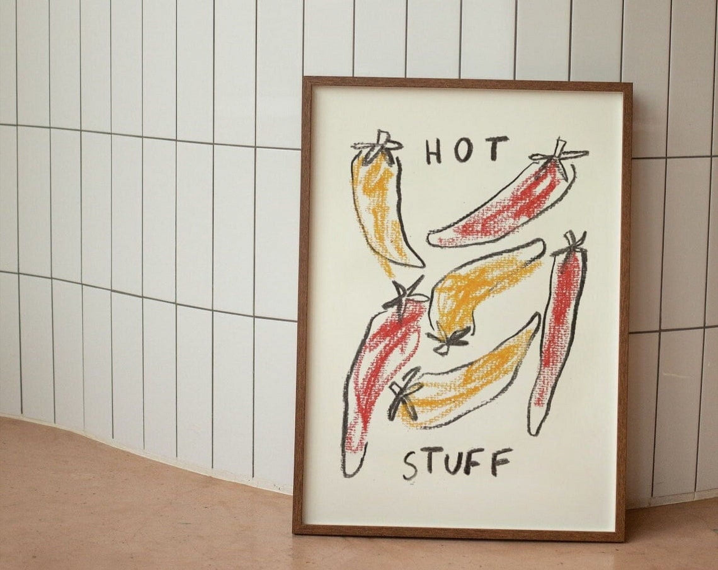 Hot Stuff Chilli Pepper Print Hot Chilli Wall Poster Illustrated Wall ...