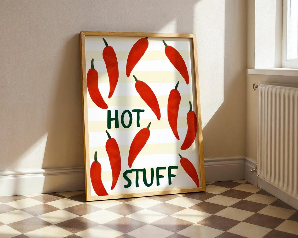 Hot Stuff Kitchen Wall Art Chili Pepper Design1 Poster, Unframed Size ...