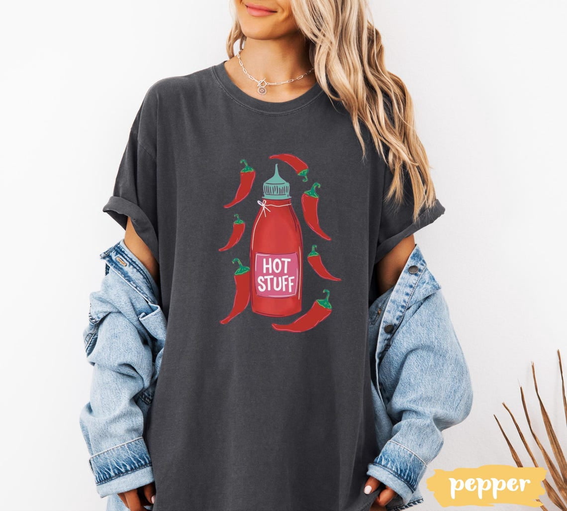 Hot Stuff Shirt, Hot Sauce Foodie Tshirt, Food Pun Shirt, Ghost Pepper ...