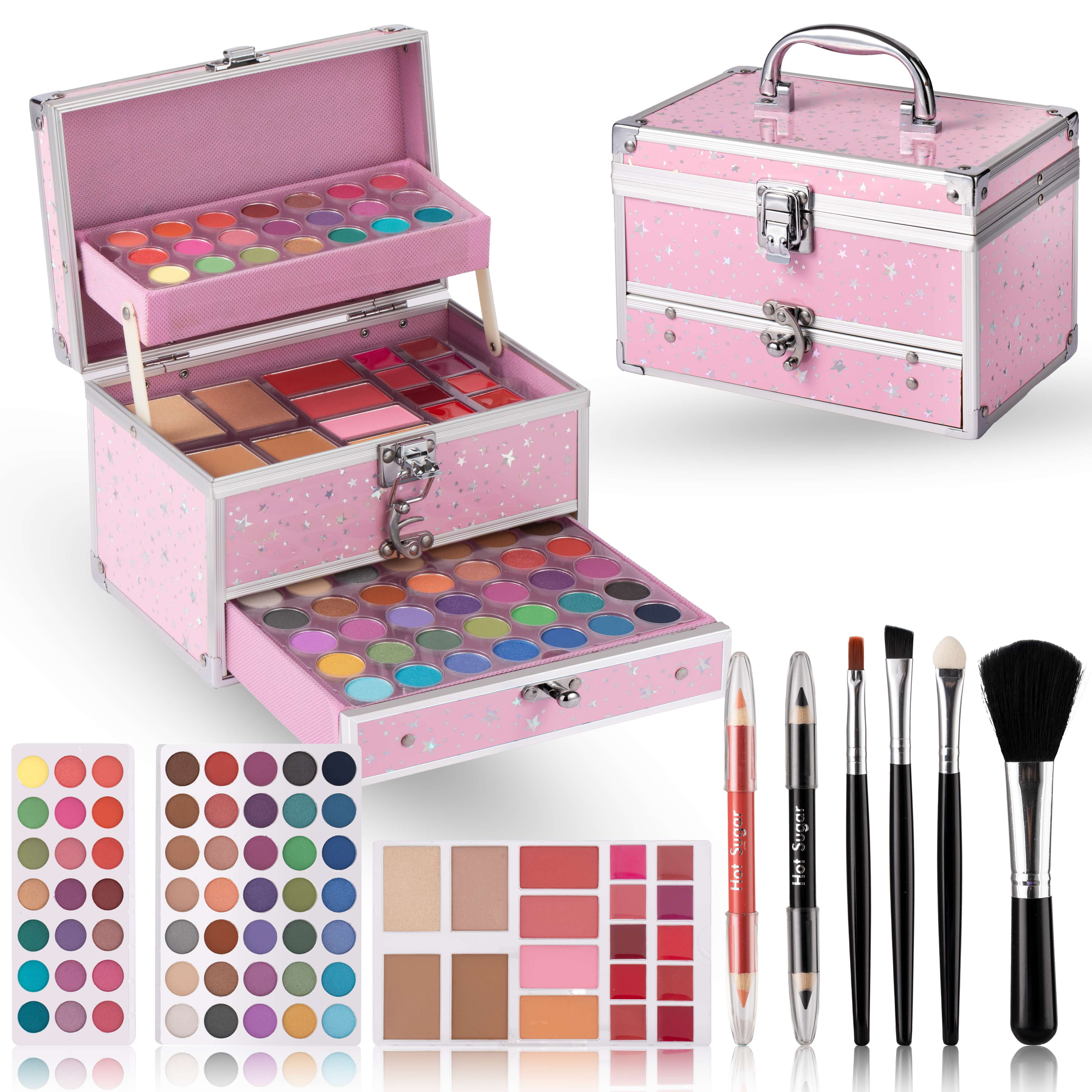 Hot Sugar Makeup Kit for Teens with Train Case, Portable Beginner ...