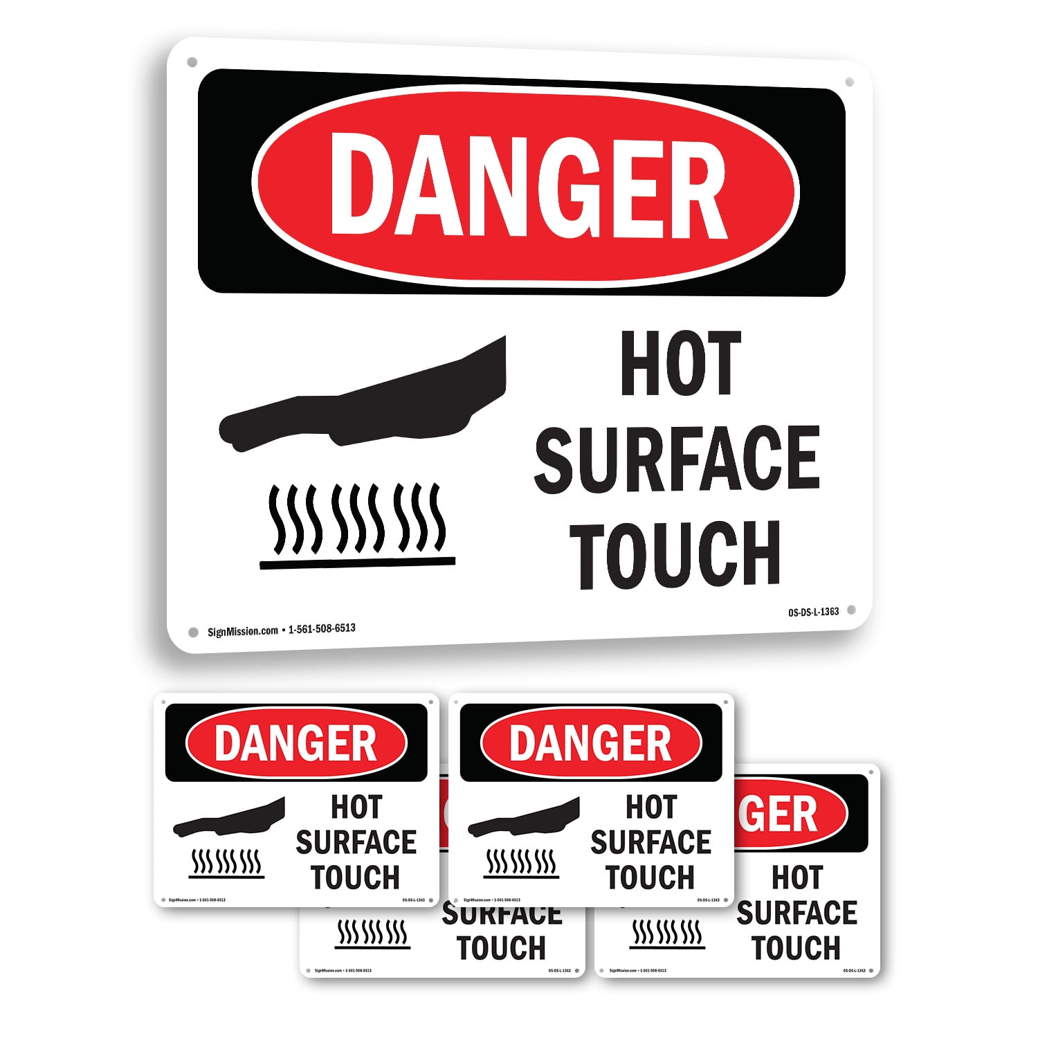 Hot Surface Do Not Touch OSHA Danger Rigid Plastic Sign 18 Inch x 12 ...