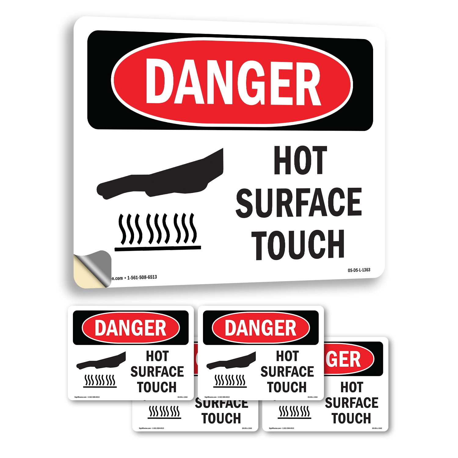Hot Surface Do Not Touch OSHA Danger Vinyl Decal Label 10 Inch x 7 Inch ...