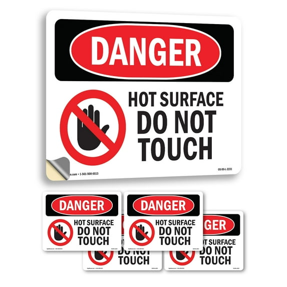 Hot Surface Do Not Touch OSHA Danger Vinyl Decal Label 14 Inch x 10 ...