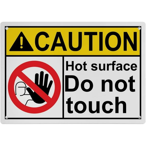 Hot Surface Do Not Touch Sign, Industrial Hot Burn Sign 8"x12" UV ...