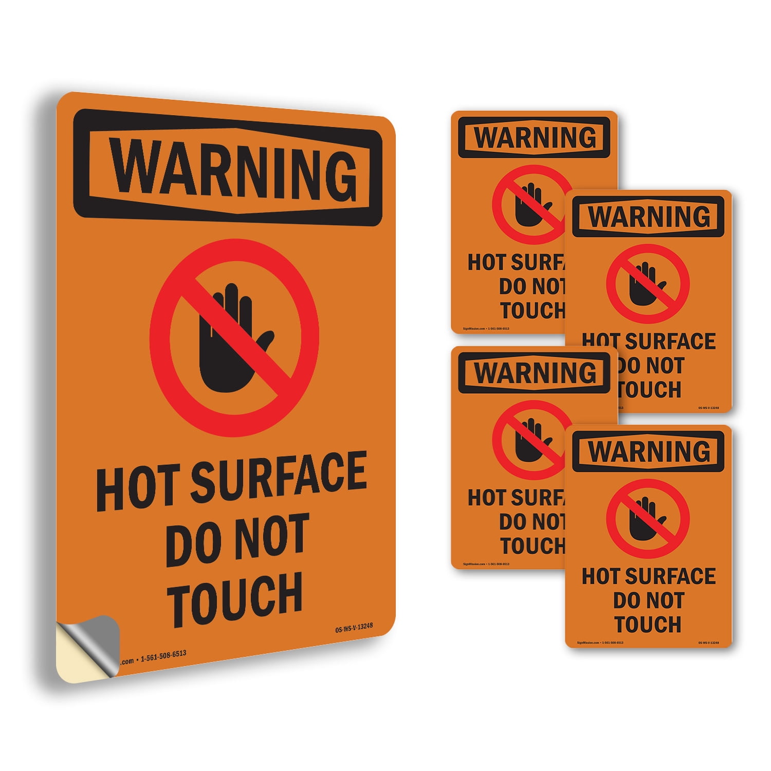 Hot Surface Do Not Touch With Symbol OSHA WARNING Vinyl Decal Label 18 ...