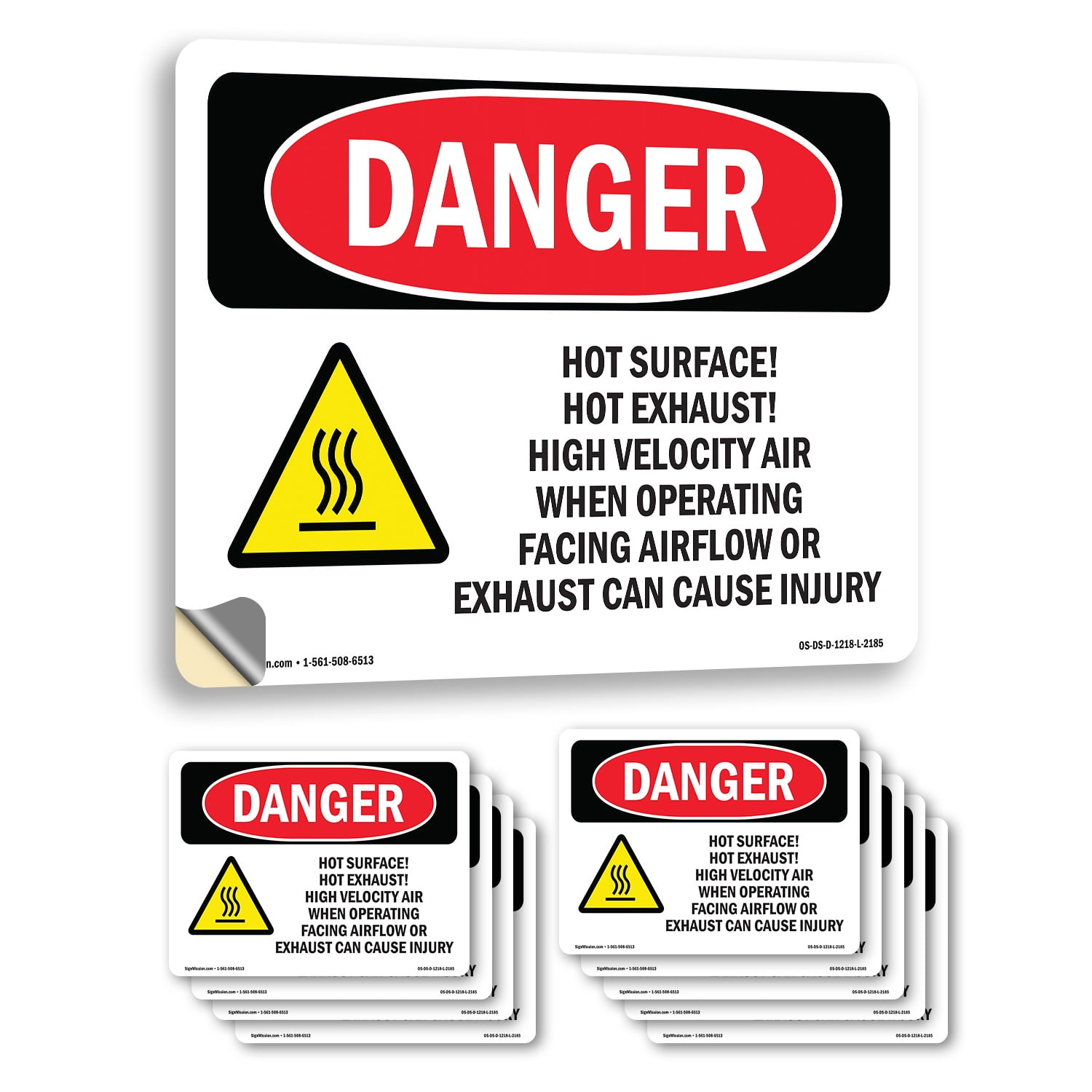 Hot Surface! Hot Exhaust! High OSHA Danger Vinyl Decal Label 18 Inch x ...
