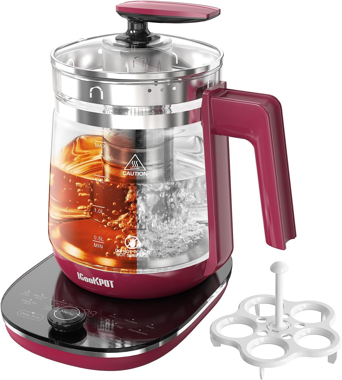 Hot Tea Maker Glass Electric Kettle with Tea Infuser and Temperature ...