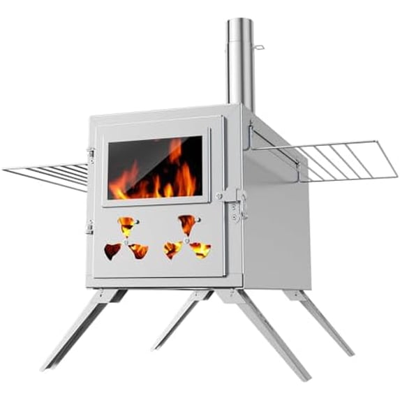 Hot Tent Stove, Camping Wood Burning Stove with 8 Stainless Chimney ...