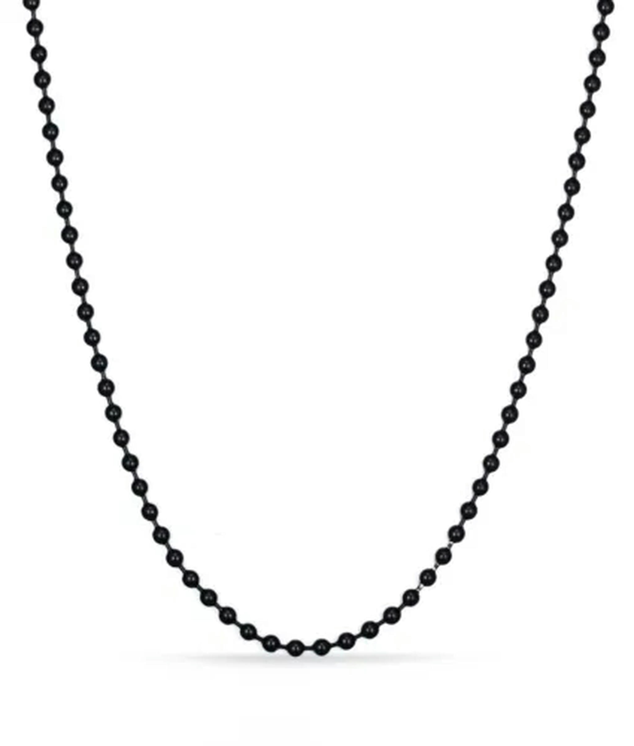 Hot Titanium Steel Beads Necklace Charm Silver/Gold/Black Long Chain ...