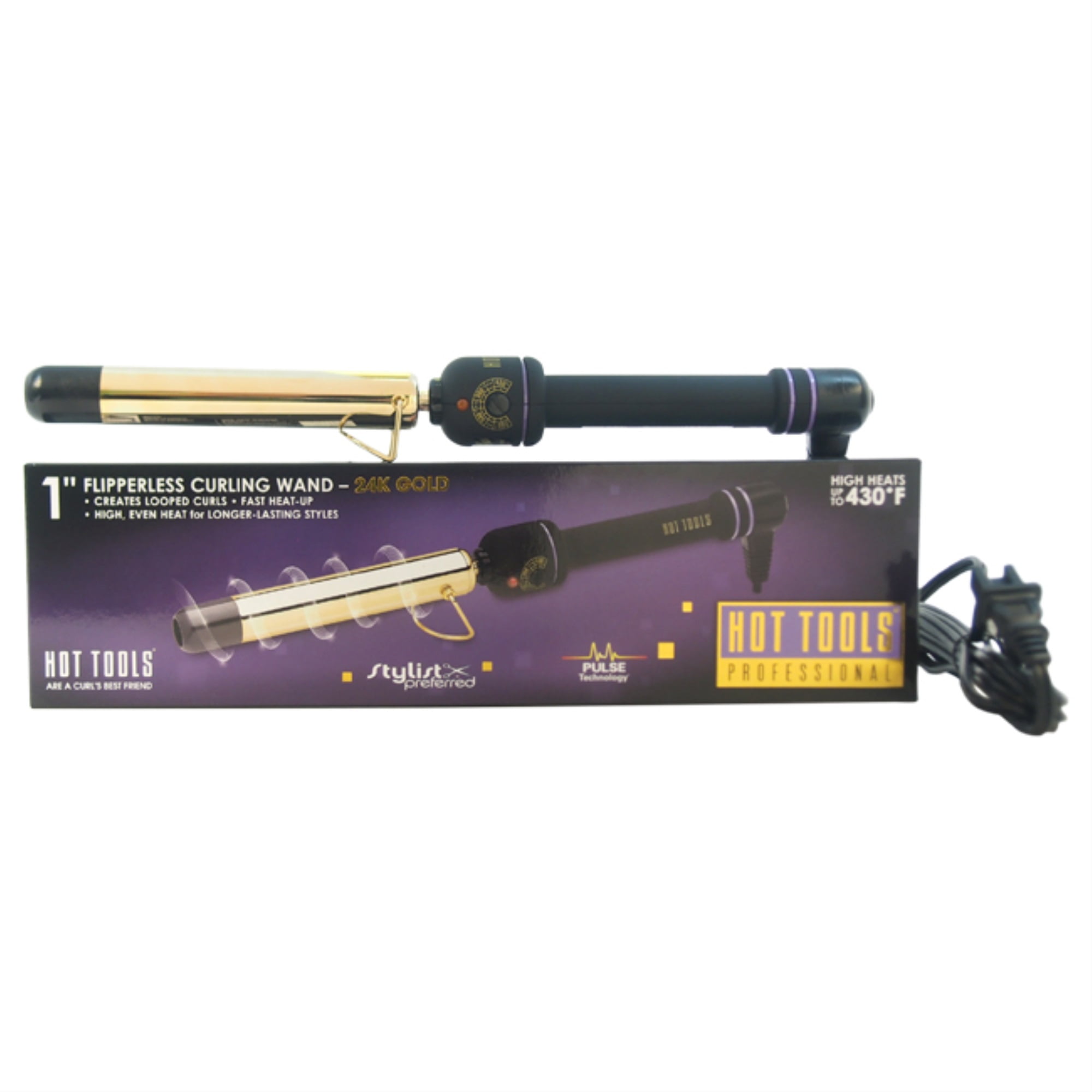 Hot Tools Professional Electric Heated Flipperless Curling Wand, 1 Inch ...