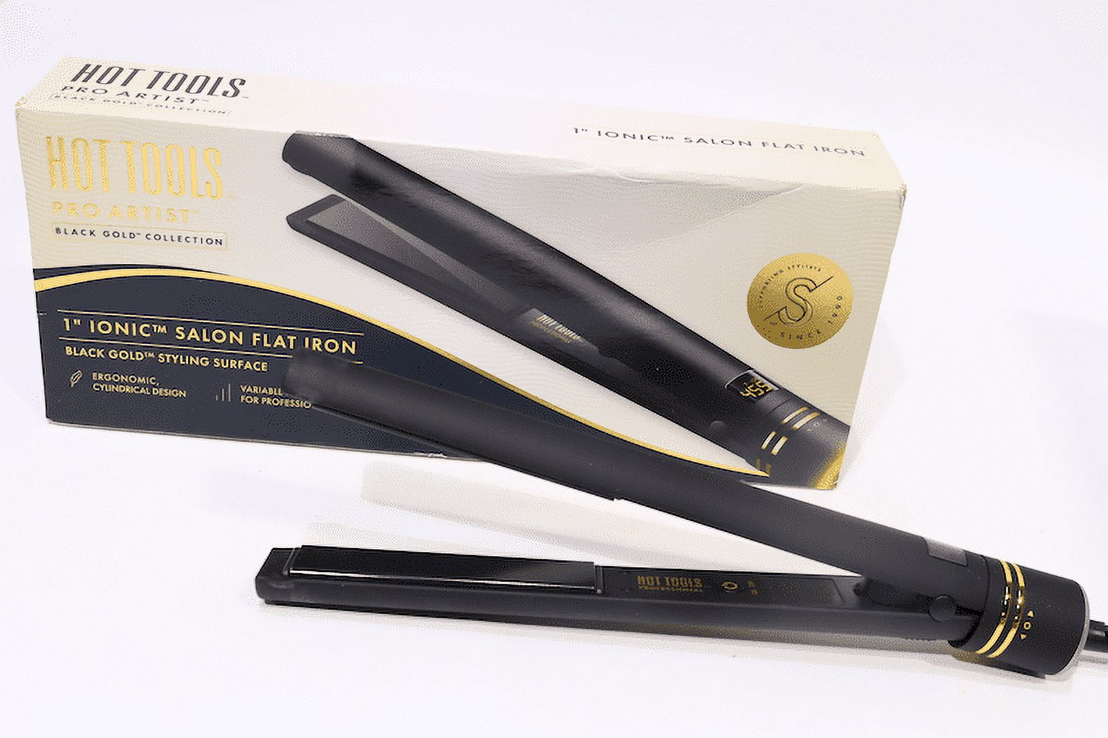 Hot Tools Pro Artist Black Gold Evolve Ionic Salon Hair Flat Iron
