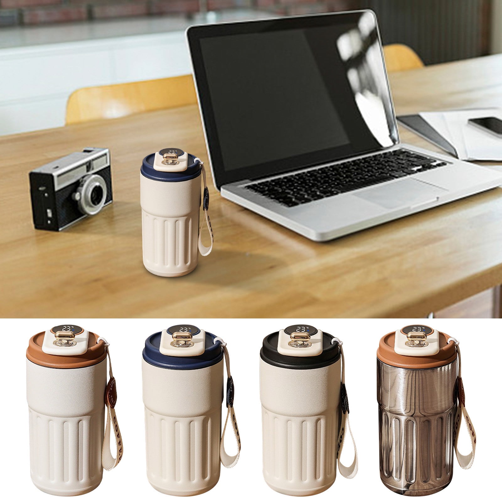 Hot Travel Mug Coffee Mug Water Bottle Hot And Cold Drink Mug Smart LED ...