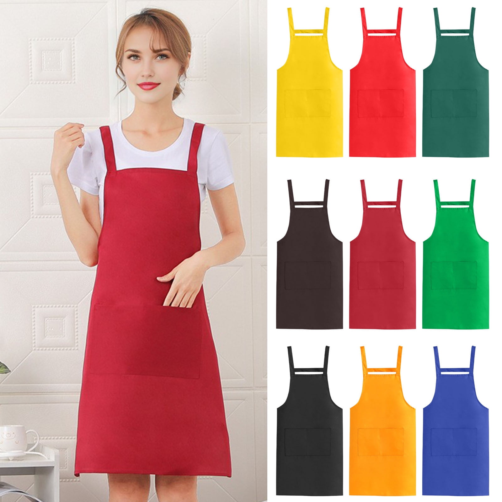 Apron with Pocket, Adjusle Kitchen Cooking Smock, Large Size Comforle ...