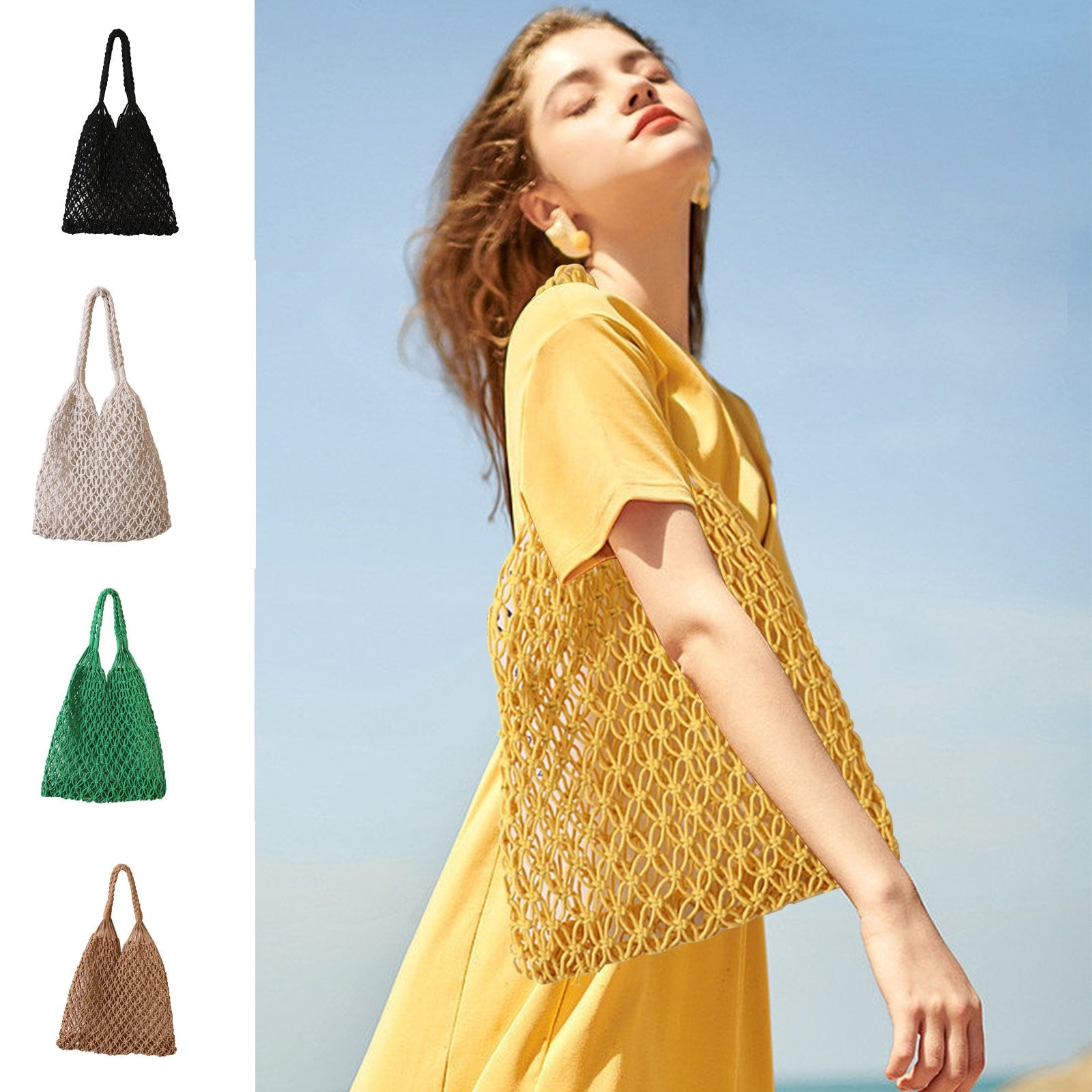 Hot Trend Now, Women Straw Crochet Backpack, Casual Beach Daypack ...