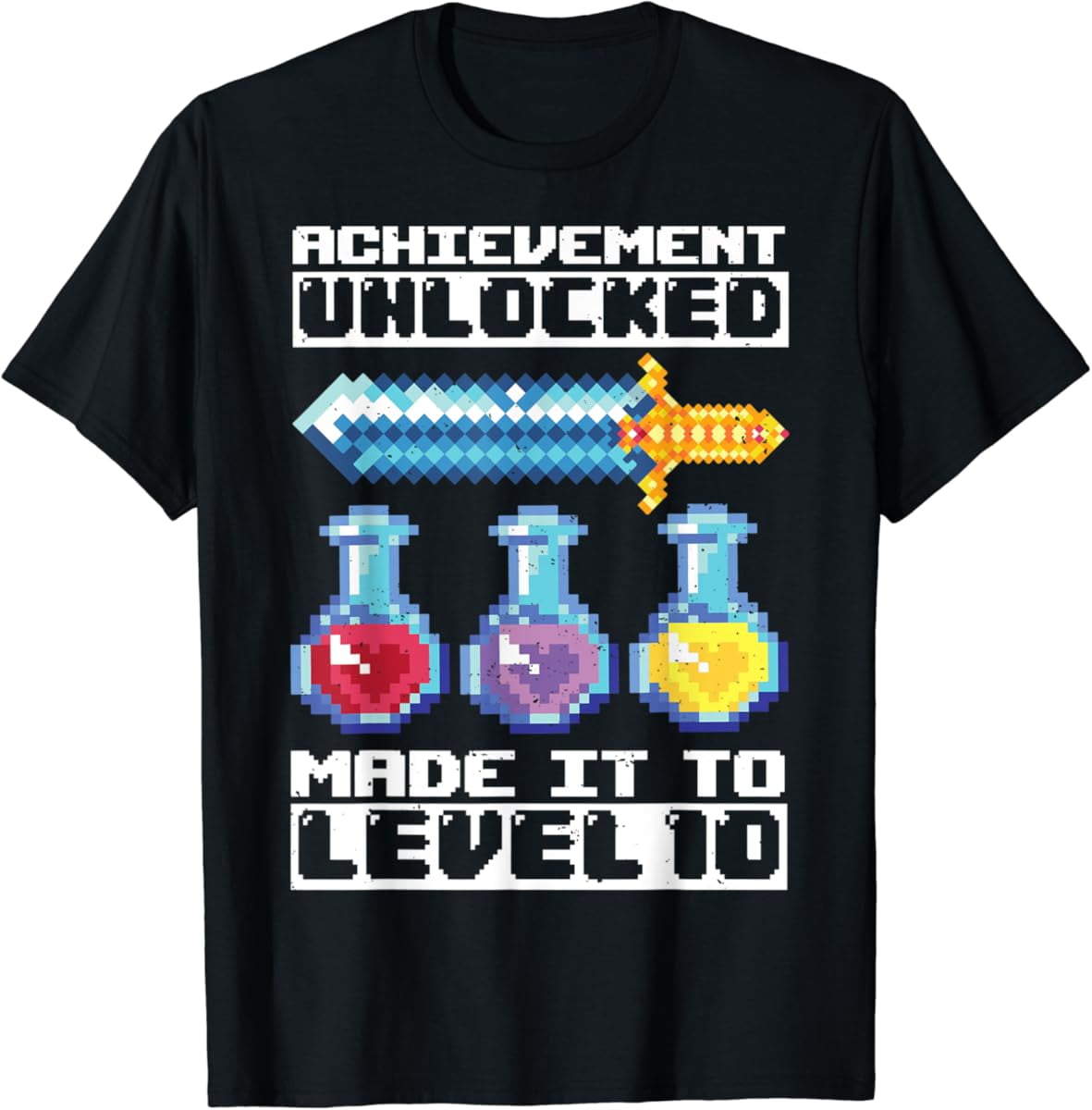 Hot Trending 10th Birthday Pixel Art Sword Achievement Unlocked Ten ...
