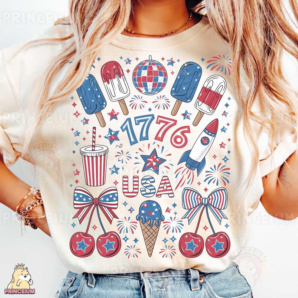Hot Trending 1776 Usa, For 4Th Of July, Patriotic Ice Cream Rocket Bow ...