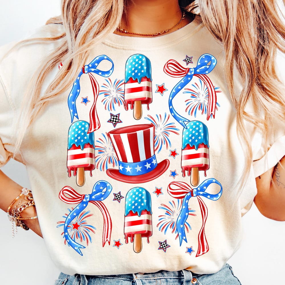 Hot Trending 4Th Of July Ice Cream Coquette, Patriotic Popsicle, Red ...