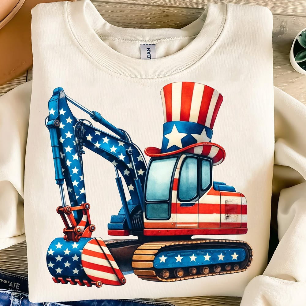 Hot Trending 4Th Of July Excavator, Patriotic Construction Truck ...