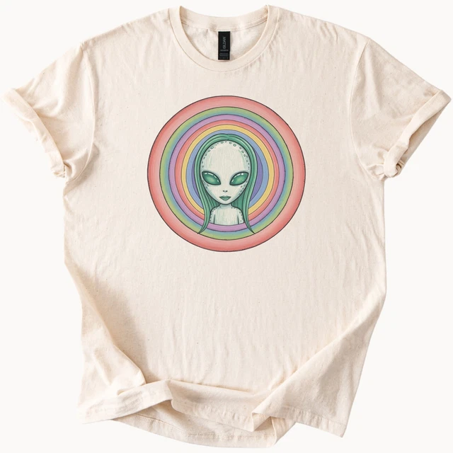 Hot Trending Alien Head Tee Rainbow Circle Sci Fi T Shirt ...