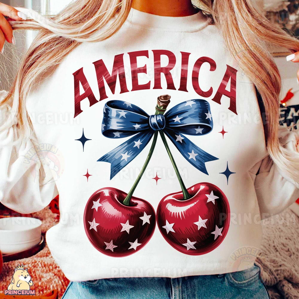 Hot Trending America Cherries, Patriotic, 4Th Of July, Usa Flag Bow ...